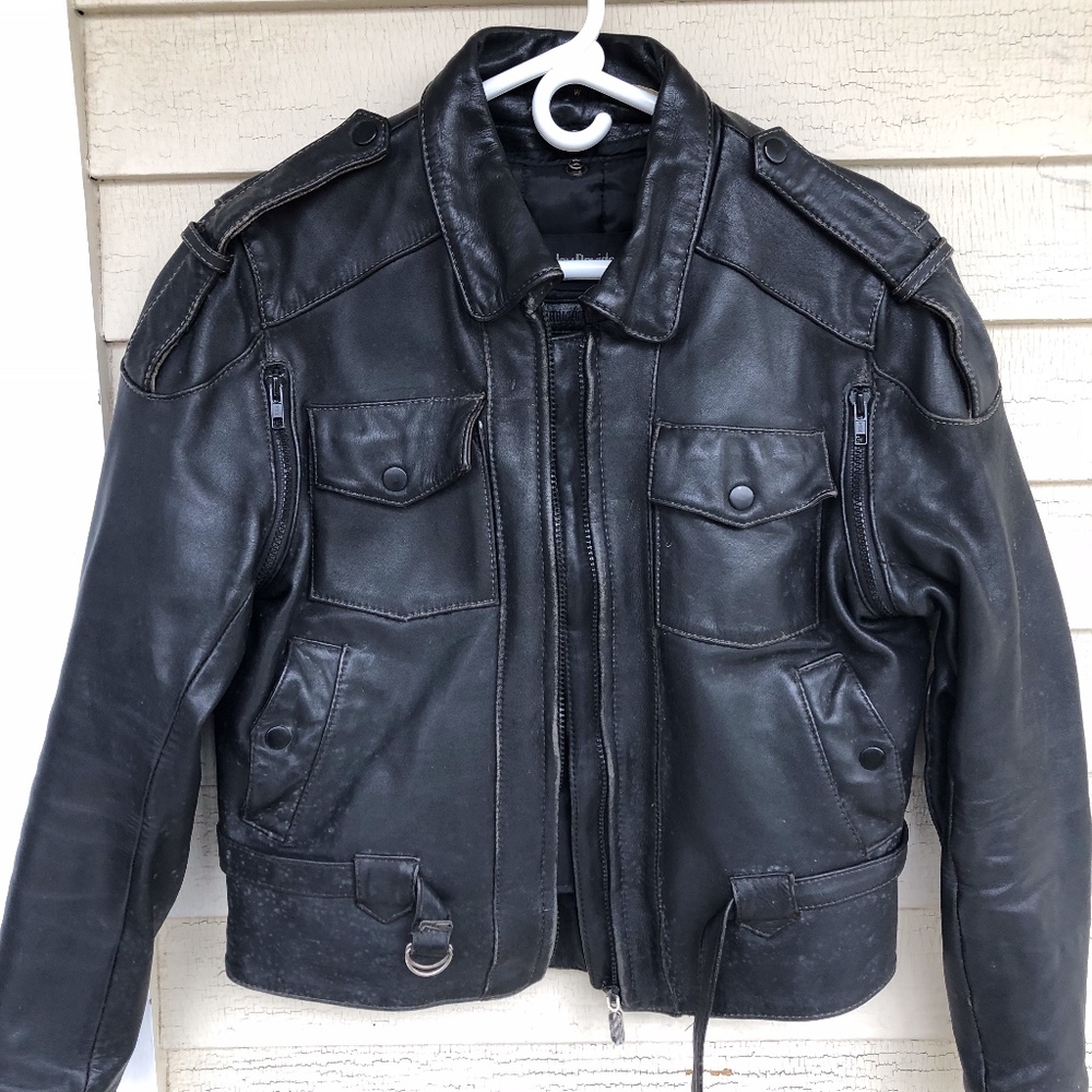 Harley Davidson Black Leather Jacket/Liner - Gem